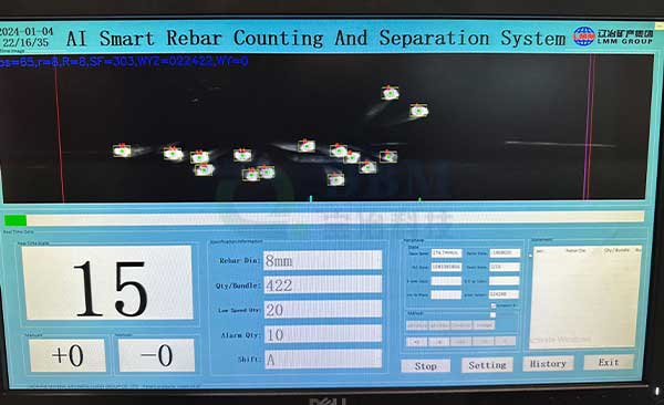 Online automatic steel bar counting and separation system - DBM